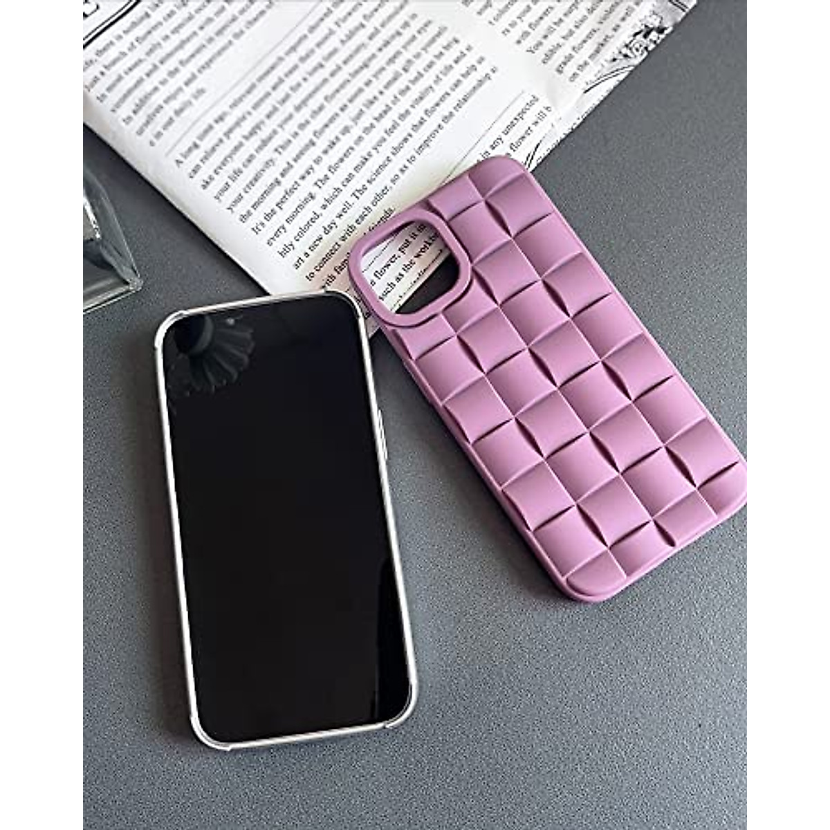 Ginkgonut Compatible with iPhone 14 Plus Case for Women/Girls, Cute 3D Laid Desgin Soft Silicone Shockproof Raised Bumper Corners Case for iPhone 14 Plus （White）