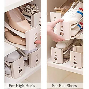 Yagizaai Bayou Shoe Slots, 8 PCS Shoes Slots Organizer, 3-Level Adjustable Shoe Stacker, Upgraded Shoe Space Saver, 50% Space-Saving Shoe Holders(Apricot)