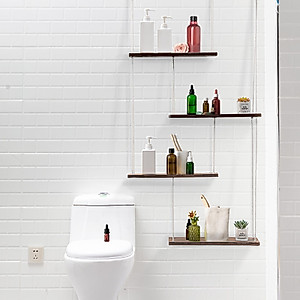 DoubleFill 4 Tier Boho Hanging Shelves for Wall Hanging Shelf Floating Shelves Boho Home Decor Wall Hangings for Living Room, Bedroom