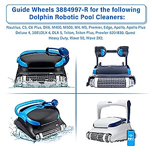 Guide Wheels 4 Pack with 2 Pack Pulley Gears Replacement Parts 3884997-R6 Compatible with Maytronics Dolphin,Nautilus CC Plus Fits M200/M400/M500 &Dx3/Dx4/Dx6 Premier Pool Cleaner Accessories