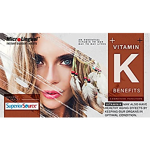 Superior Source Vitamin K2 MK-7 (Menaquinone-7), 100 mcg, Quick Dissolve Sublingual Tablets, 60 Count, Healthy Bones and Arteries, Immune & Cardiovascular Support, Assists Protein Synthesis, Non-GMO