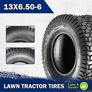 MaxAuto 2 Pcs 13x6.50-6 Turf Tire Mower Lawn and Garden Tractor, 4PR