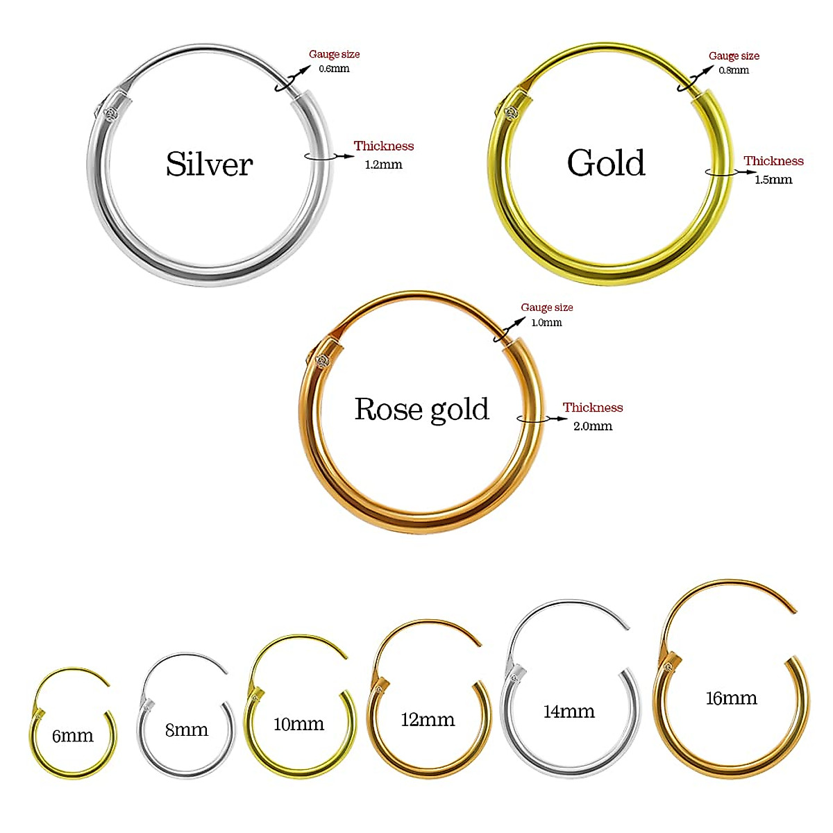 925 Sterling Silver 16 Gauge - 10mm Diameter Hinged Clicker Segment Nose Ring