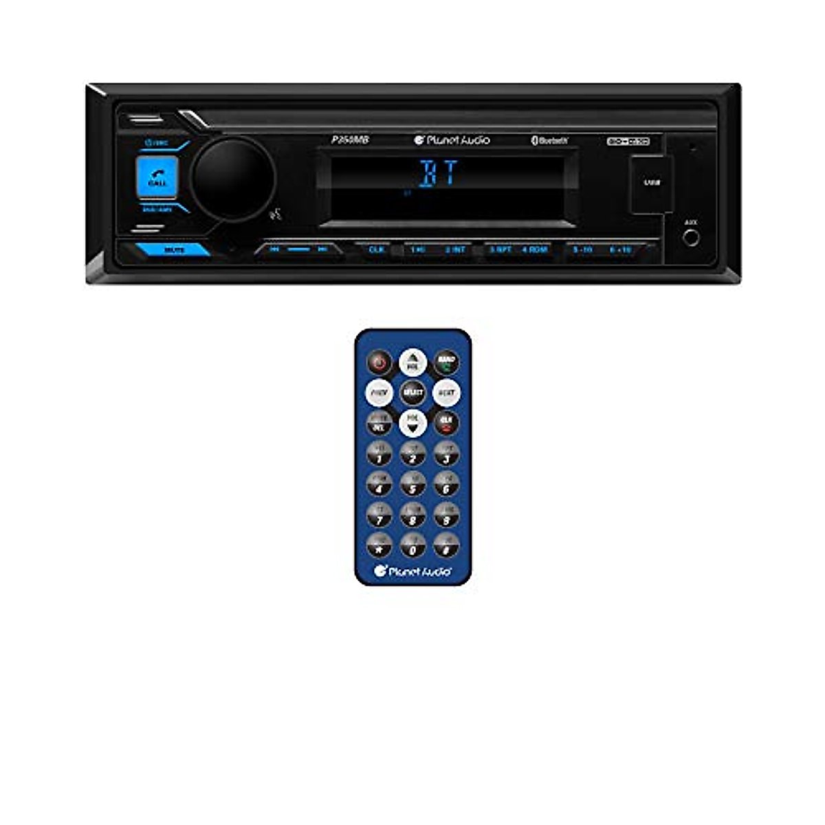 Planet Audio P350MB Car Audio Stereo System - Single Din, Bluetooth Audio and Calling Head Unit, MP3, USB Audio, USB Charging, AUX Input, AM/FM Radio Receiver, No CD Player, Hook Up to Amplifier