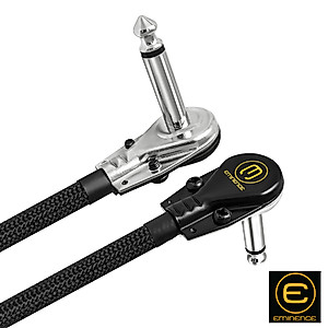 2 Units - 4 Foot - Audioblast HQ-1-BRAID(Black)-Flexible-Dual Shielded(100%)-Instrument Effects Pedal Patch Cable w/ ¼ inch (6.35mm) Low-Profile, R/A Pancake Type TS Connectors & Dual Staggered Boots