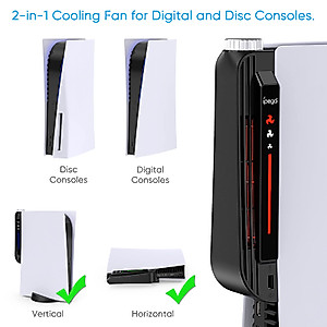 Upgraded Cooling Fan Accessories for PS5, YUANHOT Cooling System Cooler Fan for PS5 Disc and Digital Edition - Black