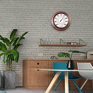 Outdoor Thermometer Hygrometer - 8'' Indoor Outdoor Thermometer Wireless, Indoor Thermometer for Room Home Temperature, No Battery, Wall Thermometer for Home Garden Patio