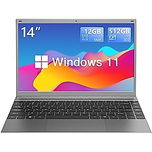 Tulasi Laptop Computer, Laptop with 12GB RAM, 512GB SSD, Intel Quad-Cores N4120 Processor, 14 inch 1080P Full HD IPS Screen, Windows 11 Pro Laptop, Support 2.4G/5G WiFi, BT 4.2, Expandable up to 1TB
