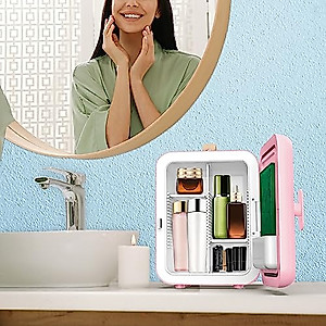 Aidek Cosmetic Makeup Mini Fridge for Skin Care, 4L Portable Beauty Fridges DIY Shelves for Bedroom, Dorm, Office, Small Refrigerator, AC/DC12v Car Cooler for Desktop and Travel (Rose Pink)