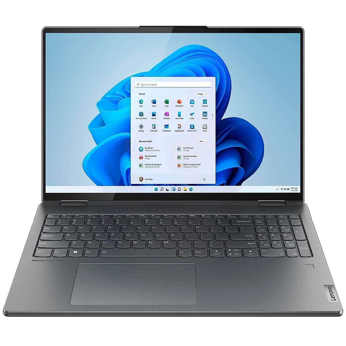 Lenovo Yoga 7i 16 2-in-1 Laptop 16" 2.5K Touchscreen (400 nits 100% sRGB TÜV Low Blue Light) 12th Gen Intel 12-Core i5-1240P 8GB RAM 256GB SSD Backlit Fingerprint Thunderbolt Win11 Grey + HDMI Cable
