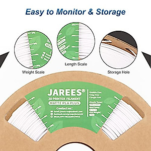 JAREES PLA Plus/Pro Matte Filament 1.75mm,Ultra High Toughness Matte PLA+ Roll 1kg Spool (2.2lbs),White PLA 3D Printer Filament Fit Most FDM Printer (White)
