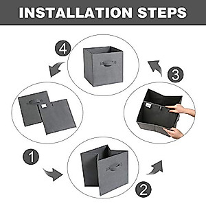 C&AHOME Cube Storage Bins 6-Pack Foldable Fabric Storage Cubes Baskets Containers Drawers with Dual Handles, Toys Closet Storage Box for Organizing Shelf, 10.5" L x 10.5" W x 11" H, Dark Grey