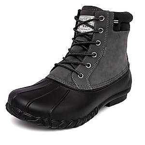 Nautica Mens Duck Boots - Waterproof Shell Insulated Snow & Rain Boot - Winter Shoe - Channing-Charcoal/Black-12