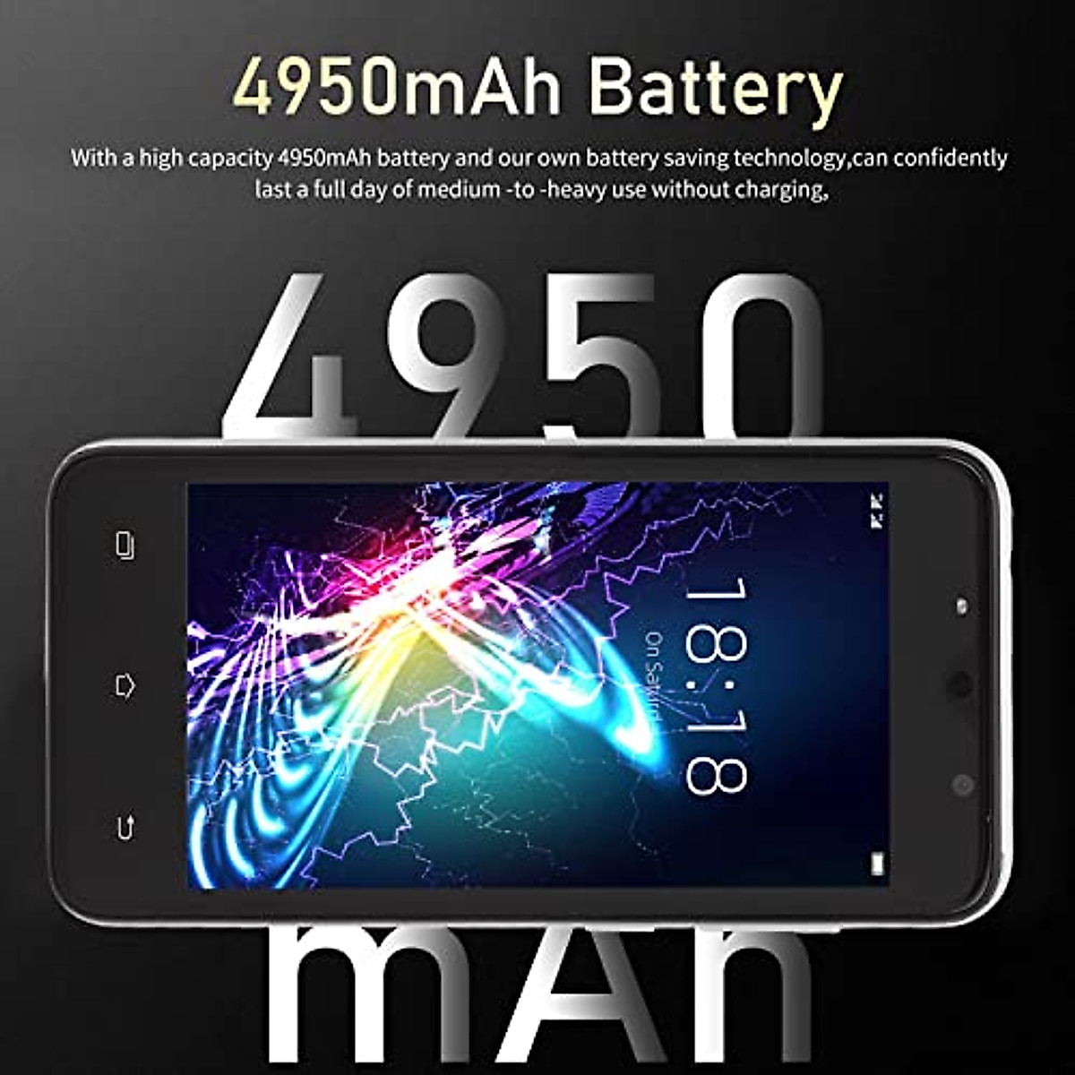 Unlocked Cell Phone, 4.5in White Mobile Phone for Smart Phone 4GB RAM 32GB ROM Dual SIM Phone, MTK6889 Deca Core, 5MP 13MP Camera, 4950mAh Battery
