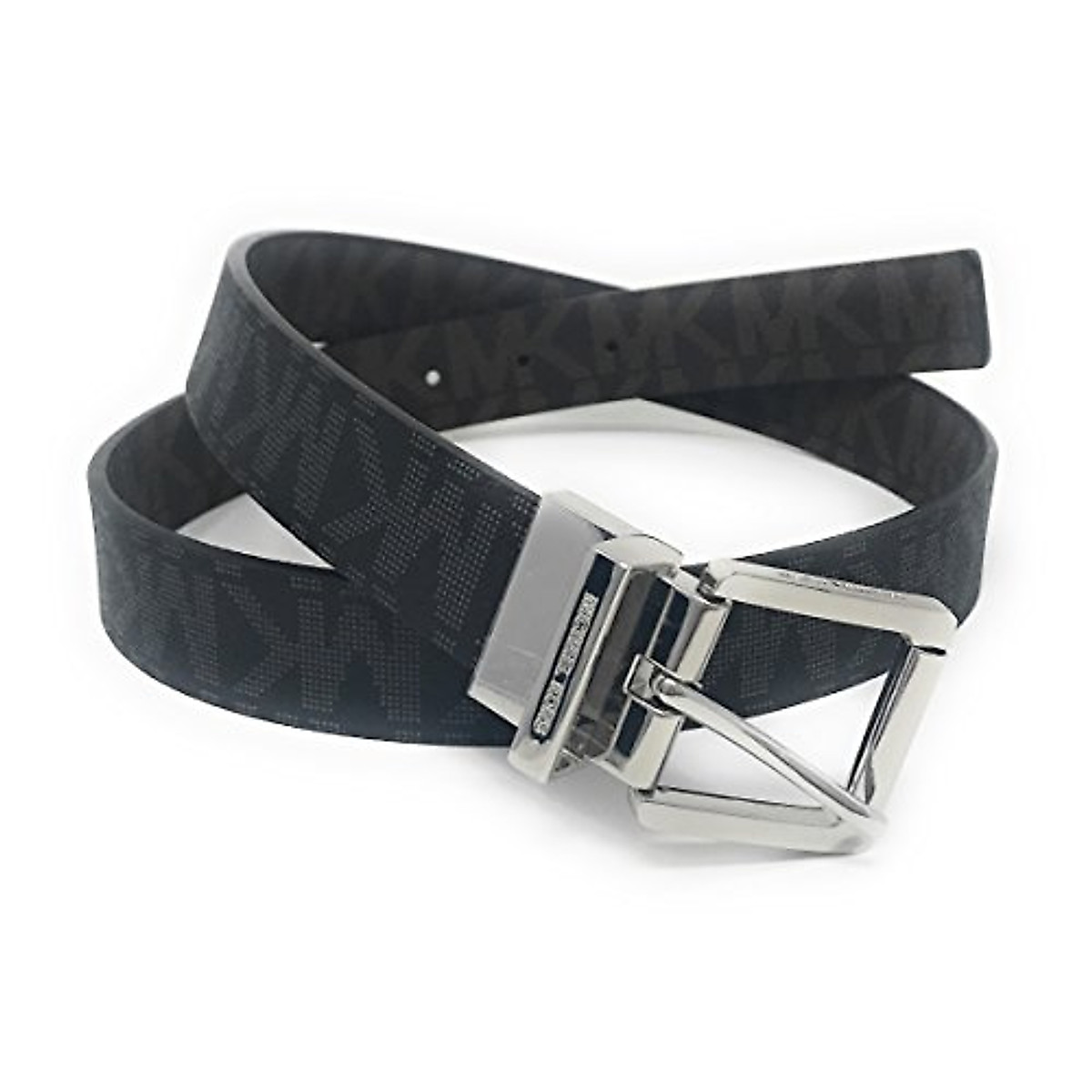 Michael Kors Women's 30mm Reversible MK Logo Monogram Synthetic Leather Belt, Black To Brown (M)