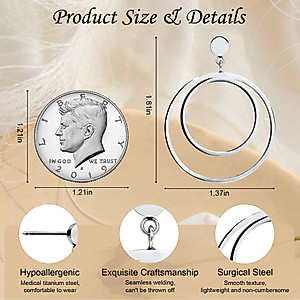 GUMENA Gold/Silver Hoop Earrings for Women 18K Gold Plated Circle Dangle Earrings for Women Trendy Surgical Steel Titanium Hypoallergenic Earrings