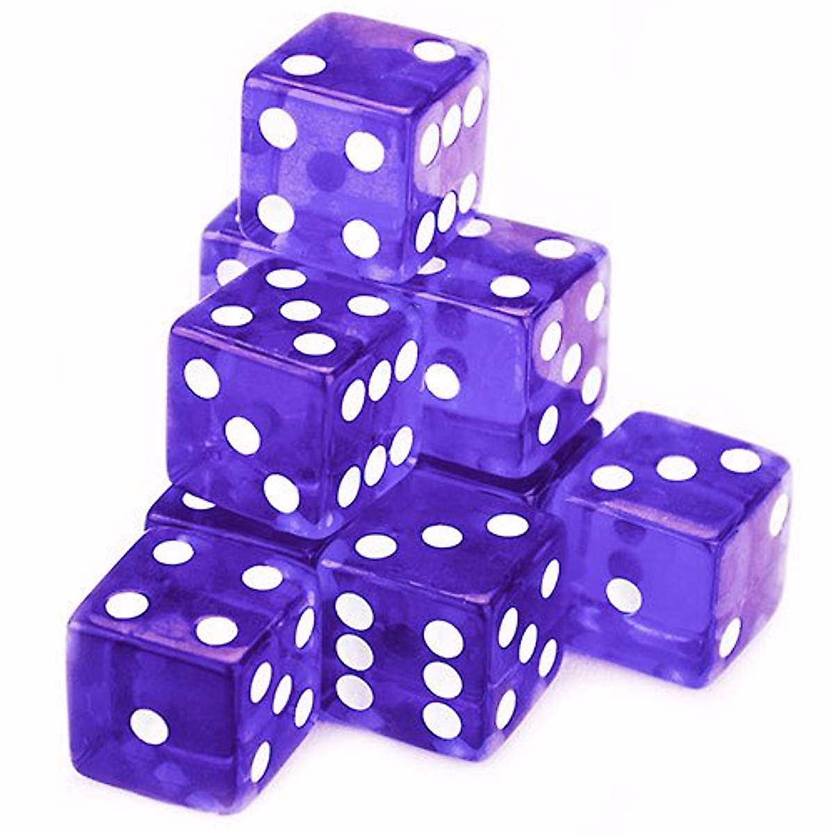 BBG Set of 10 Translucent 19mm Casino/Game Dice - Great for Most Games! (Purple)