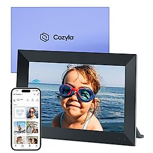 Cozyla Digital Picture Frame WiFi Free Unlimited Storage AI-Powered Send Pictures & Video via Google Photos Email Web Browser App Digital Photo Frame Electronic Picture Frame Slideshow 10.1 Inch Black