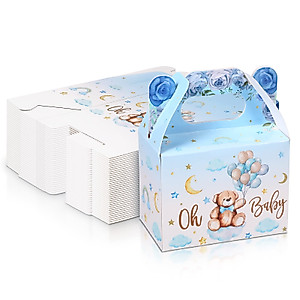 36 Pieces Bear Baby Shower Party Favor Boxes Cute Bear Treat Boxes Paper Candy Cookies Box Decoration for Baby Shower Party Supplies Gender Reveal Bear Themed Birthday Party Decor (Blue)