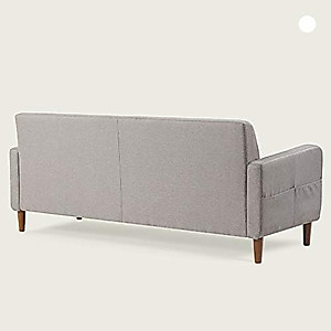 Mellow Adair Mid-Century Modern Loveseat/Sofa/Couch with Armrest Pockets, Light Grey