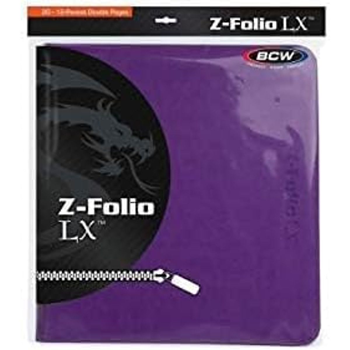 BCW Z-Folio LX Zipper Portfolio - Premium Purple Leatherette 12-Pocket Playset Album - Secure Zipper - 480 Card Capacity - Card Collector's Dream - Card Organizer - Trading Card Storage