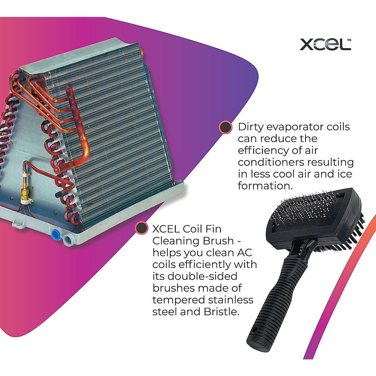 Next Generation Air Conditioner Evaporator Coil Fin Cleaning Brush V2 (Double-Sided) - By XCEL
