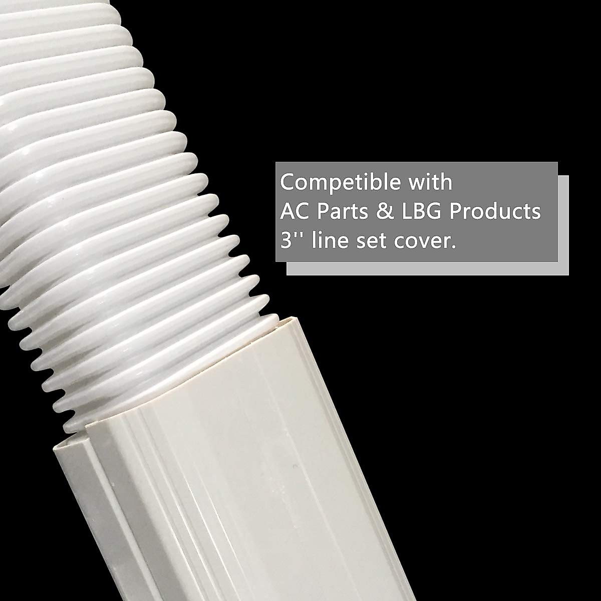LBG Products 3" Flexible Pipe,Accessories of Decorative PVC Line Set Cover Tubing Kit for Central Air Conditioner, Heat Pump, Ductless Mini Split