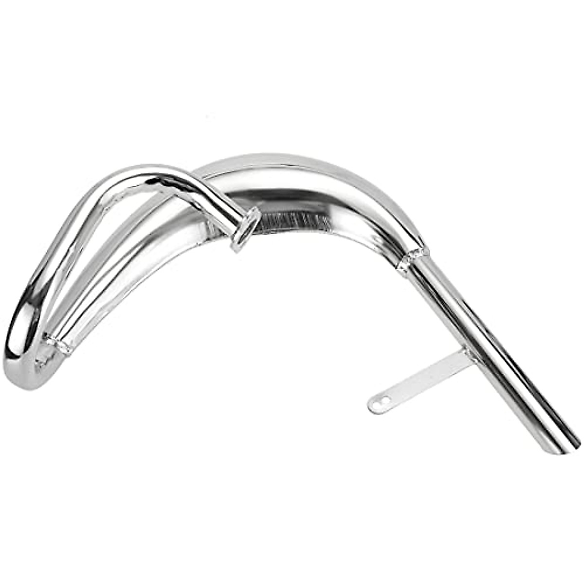 FVRITO Performance Chrome Exhaust Muffler Expansion Chamber Pipe Silencer Gasket for 2 Stroke 50cc 66cc 80cc 100cc Engine Gas Motorized Bicycle Motor Bike Silver