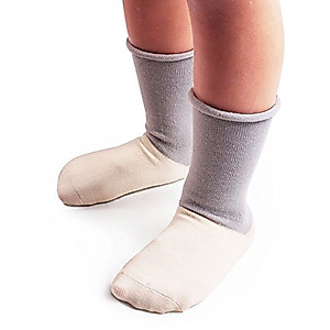 BabaMate Baby Newborn Infant Boys' Cotton Crew Socks with Non-binding Tops Seamless Toe, Blue Gray Brown, 0-6 Months (3 Pack)