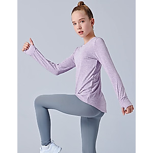 3 Pack: Youth Girls Long Sleeve Shirts Active Dry Fit Athletic Performance Clothes Kids Teens Sports Tees with Thumbholes (Set 1, Small)