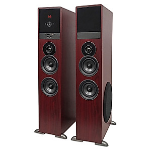 Rockville TM80C Cherry Powered Home Theater Tower Speakers 8" Sub/Bluetooth/USB