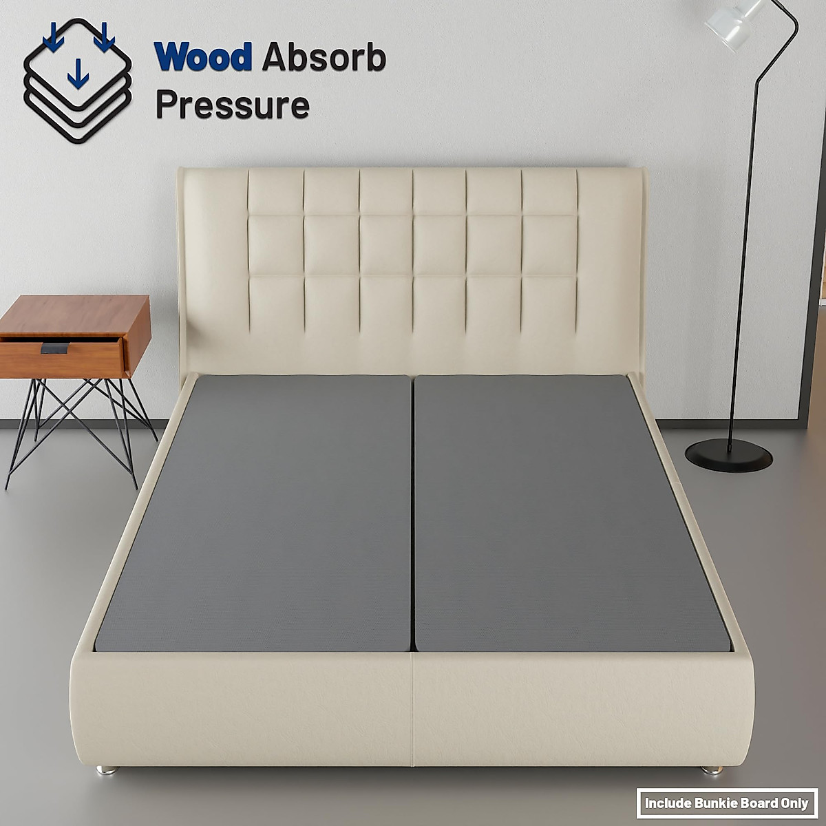 Continental Sleep, 1.5-Inch Split Fully Assembled Bunkie Board for Mattress/Bed Support, King, Grey.