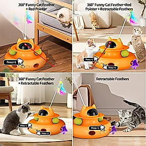 UPSKY Cat Toys 4-in-1 Interactive Electronic Cat Toy for Indoor Kitten, 2023 Upgrade Automatic Cat Pointer Toys, Cat Feather Toys, Cat Wand Toy, and Cat Roller Toy Relieves Anxiety & Boredom