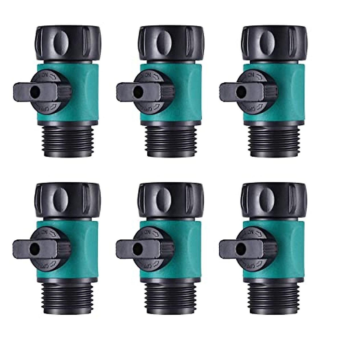 La Farah Garden Hose Shut Off Valve,Plastic Garden Hose Quick Connect Fittings,3/4" Male and Female Quick Connectors with Anti-Leak Ball Valve, Rubber Gaskets(6 PCS)