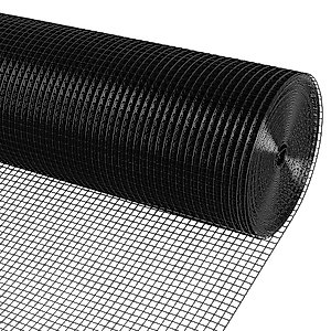 KANERS Black PVC Vinyl Coated Wire Mesh Hardware Cloth 1/2 in 48”x50’ 19 Gauge, Welded Wire Fencing Chicken Wire Mesh Roll Cage Wire Netting
