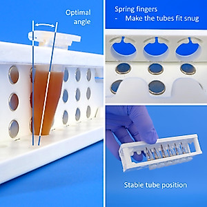 Magnetic Rack for 1.5 and 2 mL centrifuge Tubes, with Removable Magnets