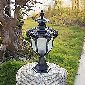 MHCZBGY Home Outdoor Column Headlights Garden Villa Decorative Lamp Aluminum Black Pillar Light Waterproof Column lamp Vertical Yard Column Light Outdoor Column lamp