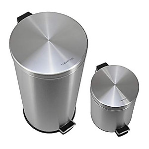 happimess HPM1000A Oscar 8-Gallon Step-Open Trash Can with Free Mini Trash Can, Fingerprint Resistant, Kitchen, Laundry Room, Office, Large: 7.9 Gallons, Small: 1.3 Gallons, Stainless Steel