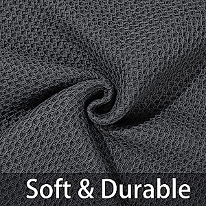 Cenebonxy 100% Cotton Waffle Weave Kitchen Dish Cloths, Soft and Absorbent Dish Rags, Quick Drying Dish Cloths for Washing Dishes, 12x12 Inches, 6-Pack, Dark Grey
