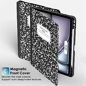 Supveco Case for iPad Air 11 Inch 2024,iPad Air 5th/4th Generation 10.9 Inch 2022/2020 with Pencil Holder-[Auto Wake/Sleep],Premium Folio Stand Soft TPU Back Cover for iPad Air 5/4 Gen-Book