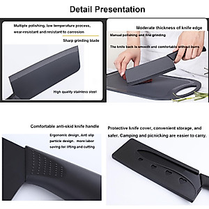 Generic Knife Sets, Black Kitchen Knife Set with Stainless Steel Kitchen Knife, Melon Planer, Holder, Suitable for kitchens, hotels, and restaurants