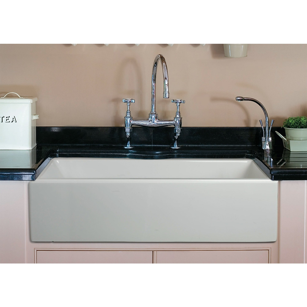 ALFI brand AB3618HS-W 36" Smooth Apron Single Bowl Fireclay Farm Sink, White