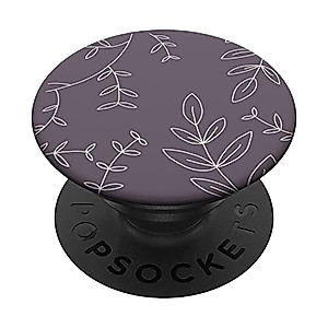 Lavender Purple / Dark Purple Hand Drawn Leaf Botanical PopSockets Standard PopGrip