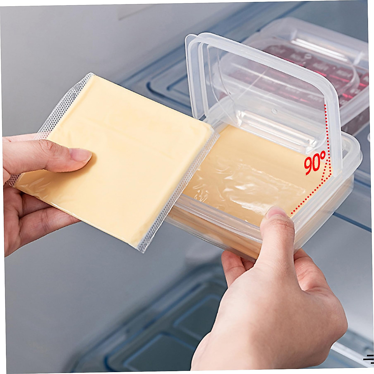 2Pcs Fruit and Vegetable Storage Container Cheese Saver Cheese Container Convenient Sliced Cheese Organizer for Fridge with Flip Lid Food Storage Box