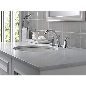 Delta Faucet Woodhurst Widespread Bathroom Faucet Chrome, Bathroom Faucet 3 Hole, Bathroom Sink Faucet, Metal Drain Assembly, Chrome 3532LF