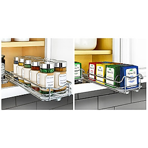 LYNK PROFESSIONAL® Pull Out Spice Rack Organizer for Cabinet - 4-1/4 inch and Slide Out Tea Bag Organizer