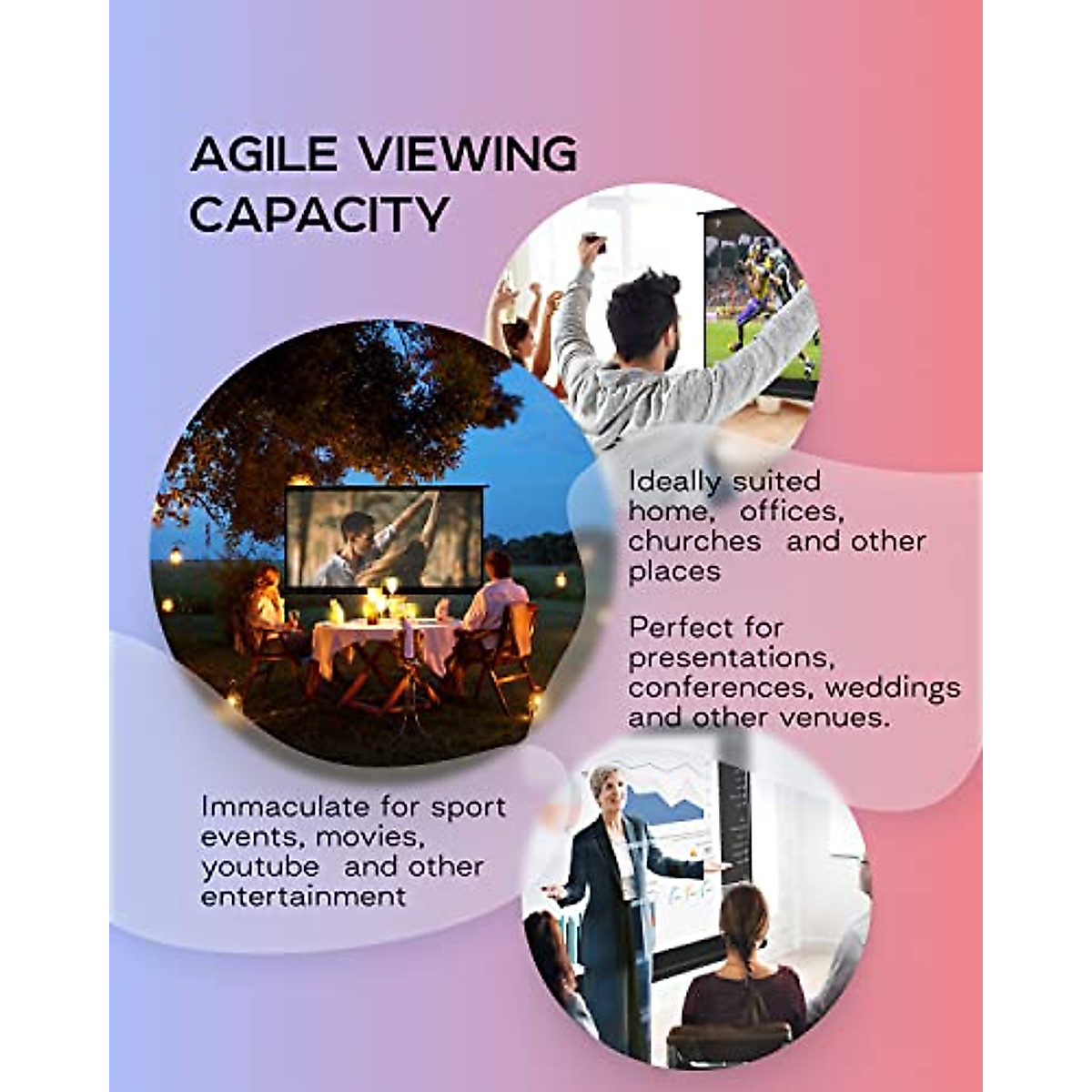 Projector Screen with Stand 100 inch - Indoor and Outdoor Projection Screen for Movie or Office Presentation - 16:9 HD Premium Wrinkle-Free Tripod Screen for Projector with Carry Bag and Tight Straps