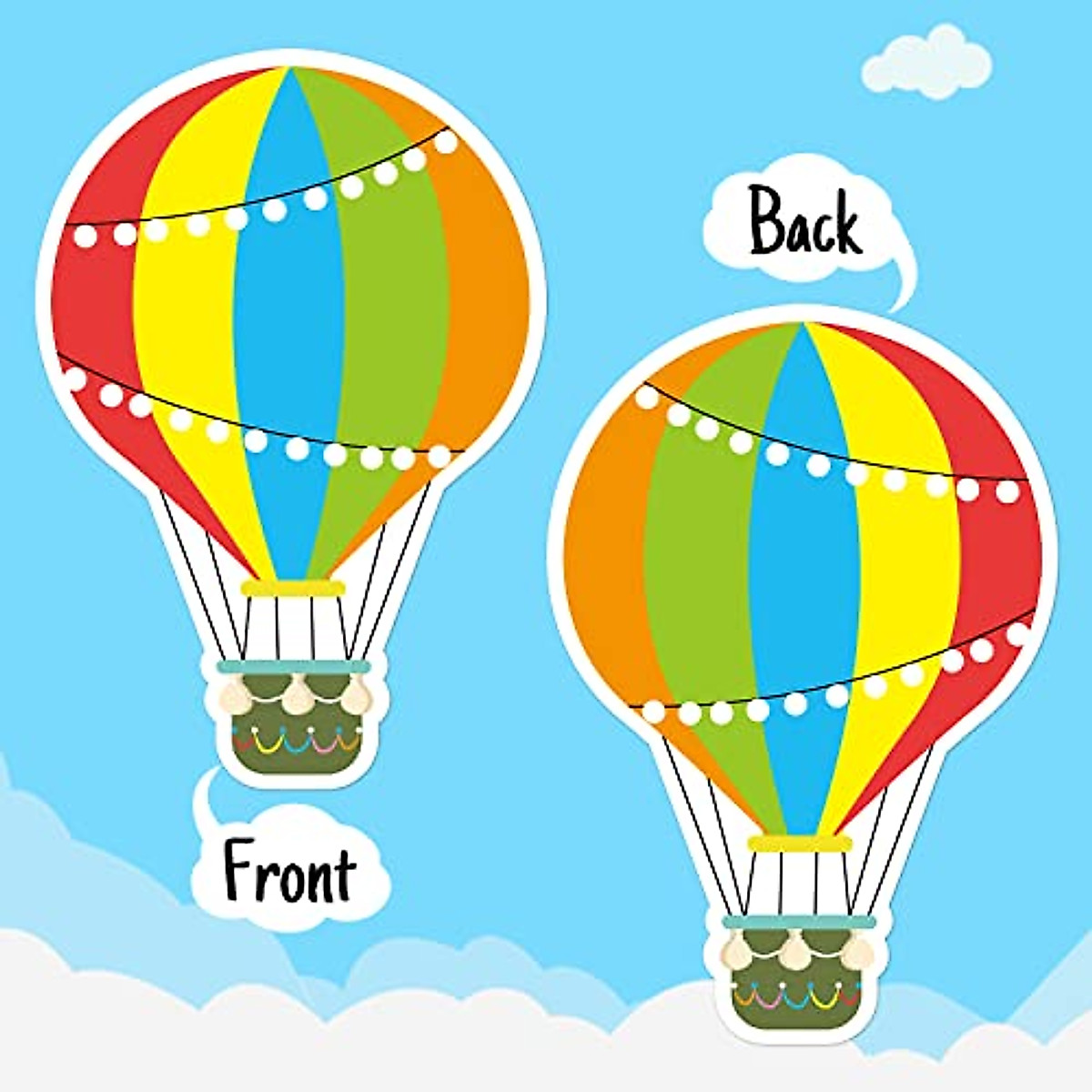Colorful Hot Air Balloon Classroom Decorations - 45 Pcs Party Supplies