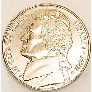 2001 D BU Jefferson Nickel Choice Uncirculated US Mint