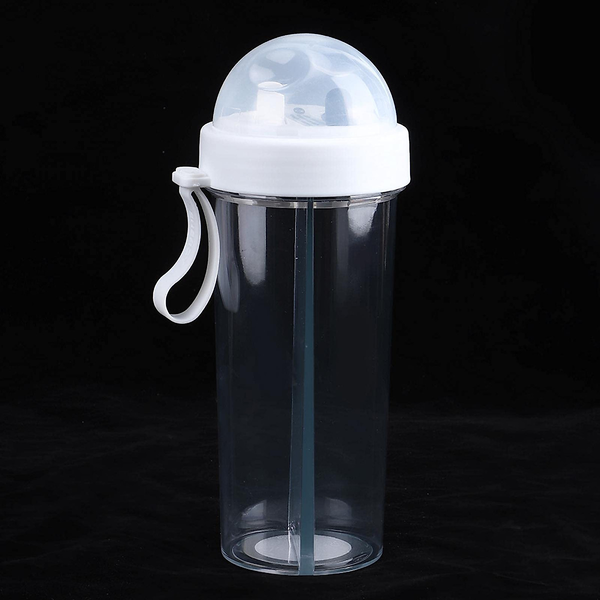 MAVIS LAVEN 600ml Plastic Water Bottle, Innovative Dual Use Water Bottle Straw Water Cup for Home Outdoor Camping Sport (white)